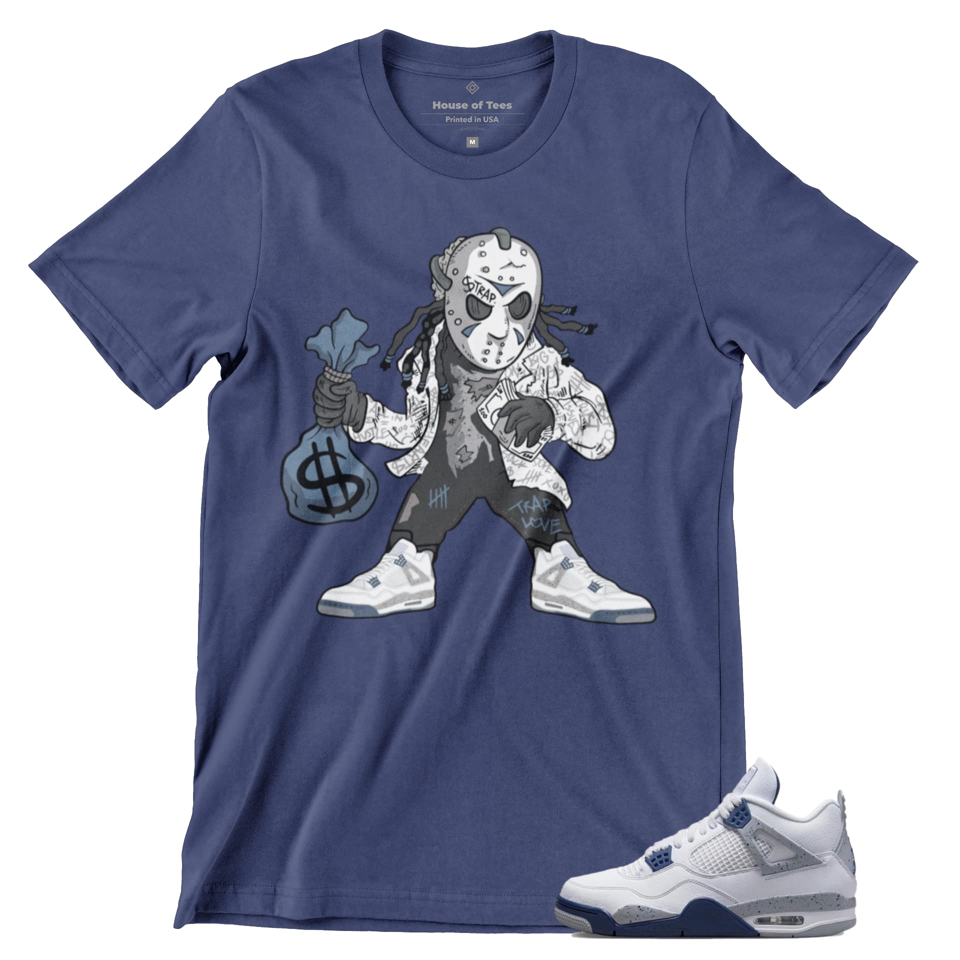 Jordan 4 Midnight Navy Men's Matching T-Shirt Hockey Mask Dude, Shirt to Match Jordan 4s Midnight Navy