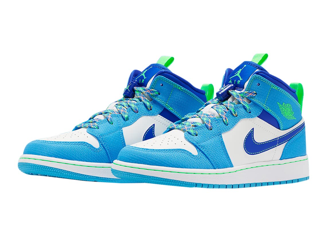 Nike Big Kid's Jordan 1 Mid SE Sprite Blue Dk Powder Blue/Racer Blue (DA8010 400), 5 Big Kid