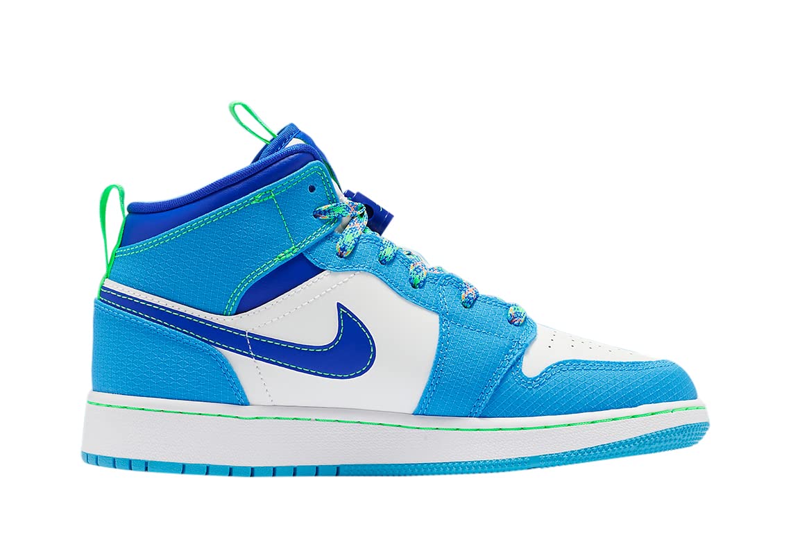 Nike Big Kid's Jordan 1 Mid SE Sprite Blue Dk Powder Blue/Racer Blue (DA8010 400), 5 Big Kid