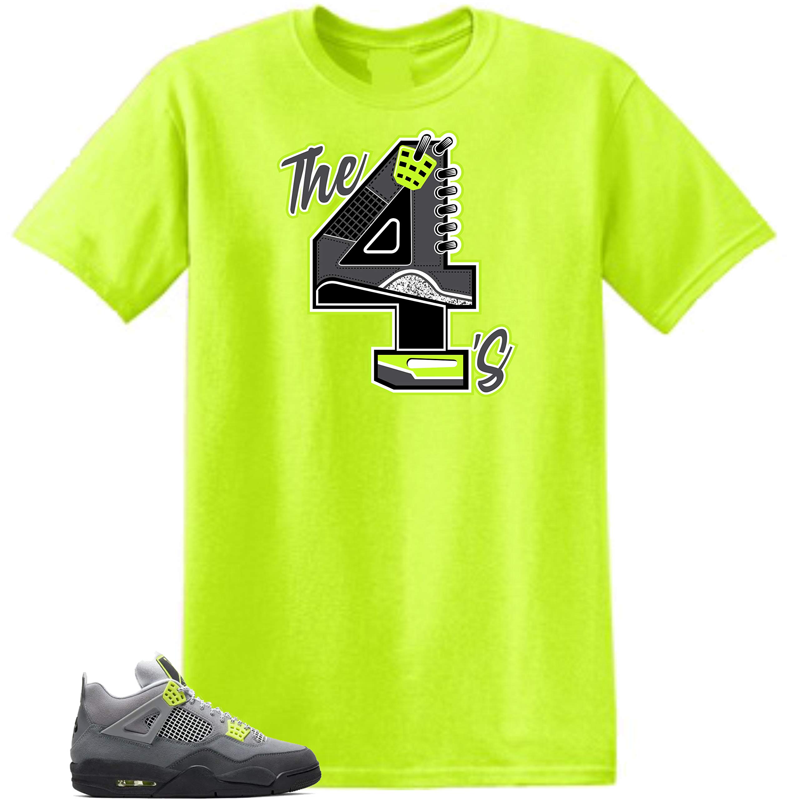 Jordan Retro 4 Neon Match Tees (The 4's (Green), S)