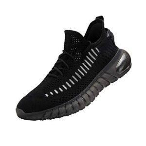 cuyiom men's athletic walking shoes outdoor running shoes slip on fashion sneaker allblack 9.5