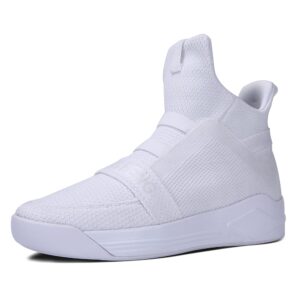 soulsfeng mens casual high top sneakers breathable mesh knit ankle boots athletic shoes(men 11 us=eur45) white