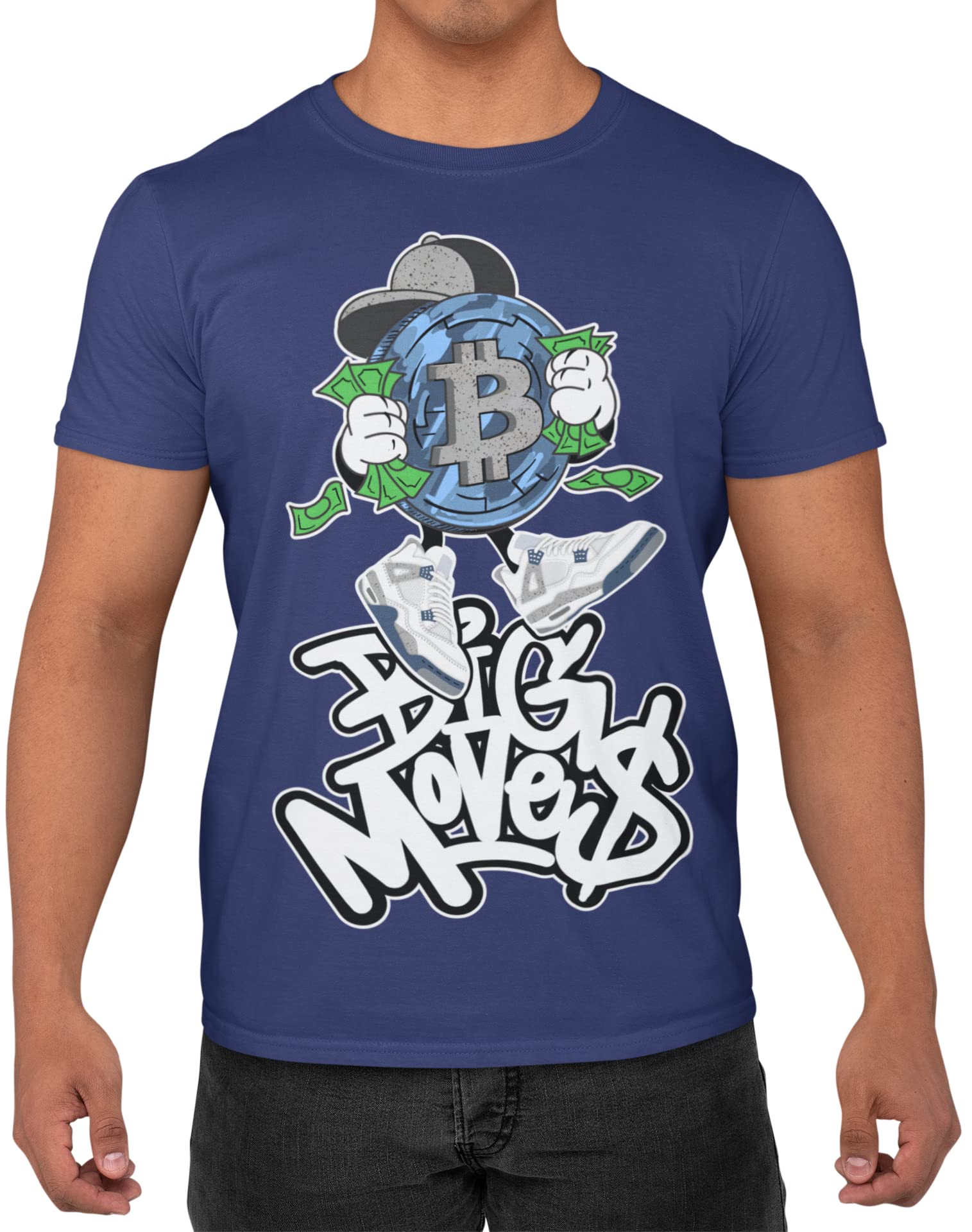 Jordan 4 B-Coin Big Moves - Midnight Navy T-Shirt to Match Men's Sneakers, Jordan 4s Midnight Navy Tee to Match Men's Shoes