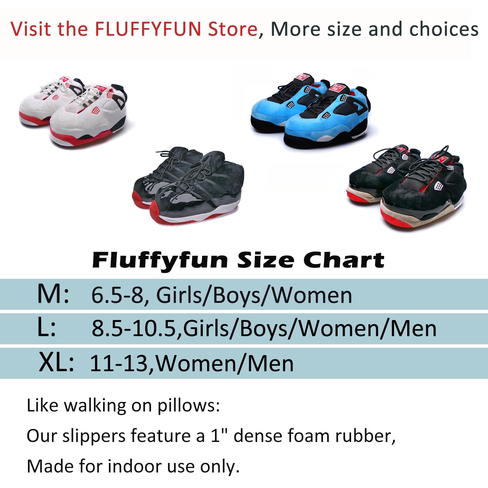 FLUFFYFUN Plush Sneaker Slippers Men/Women L (8.5-10.5) White