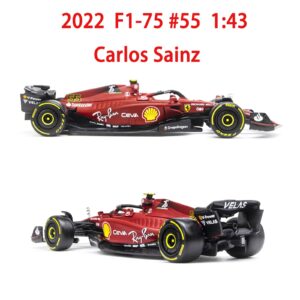 HTLNUZD Bburago 1:43 Latest 2022 F1-75#55 Carlos Sainz 1/43 Alloy Racing F1-75#55 Luxury Formula One Static Die Cast Vehicles Collectible Car Model Collection Gifts (Standard F1-75#55)