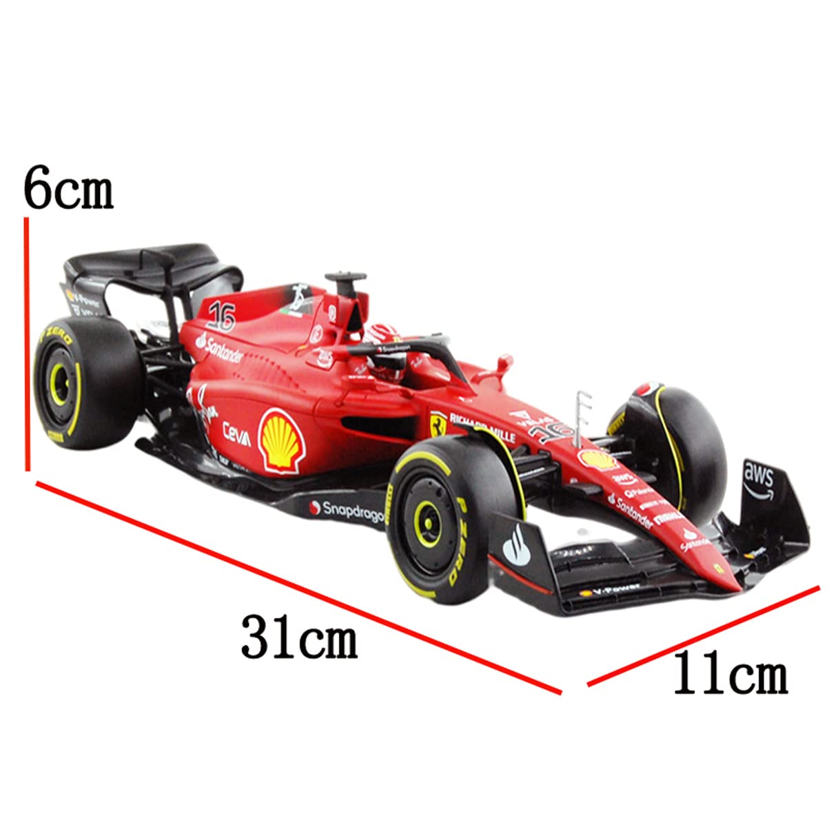 JODIYAAH Bburago 1/18 2022 F1 Scuderia Ferrari F1-75 #16 Charles Leclerc F1-75 #55 Carlos Sainz Alloy Luxury Vehicle Diecast Cars Model Toy Collection Gift (F1-75 #16 Hardcover) (1/18 F1-75 #16)