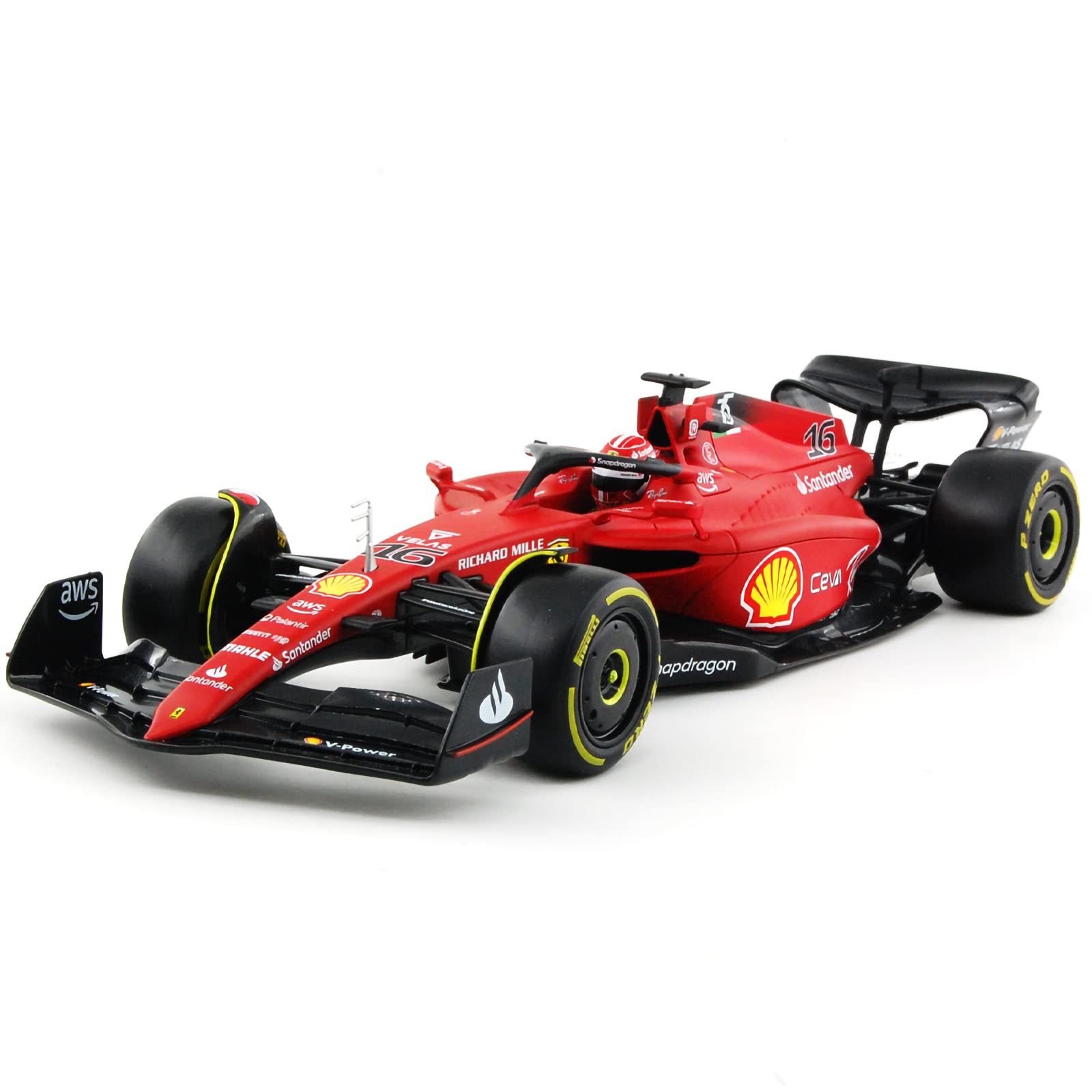 JODIYAAH Bburago 1/18 2022 F1 Scuderia Ferrari F1-75 #16 Charles Leclerc F1-75 #55 Carlos Sainz Alloy Luxury Vehicle Diecast Cars Model Toy Collection Gift (F1-75 #16 Hardcover) (1/18 F1-75 #16)