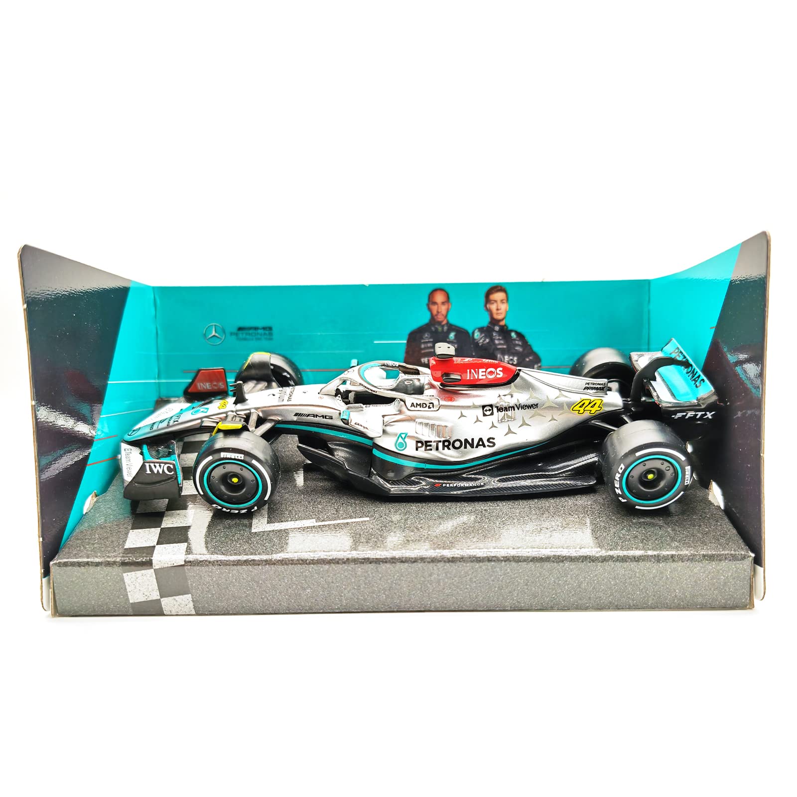 XTD Bburago 1:43 2022 F1 Mercedes-AMG Team W13 #44 Lewis Hamilton Alloy Luxury Vehicle Diecast Cars Model Toy (2022 W13 #44)