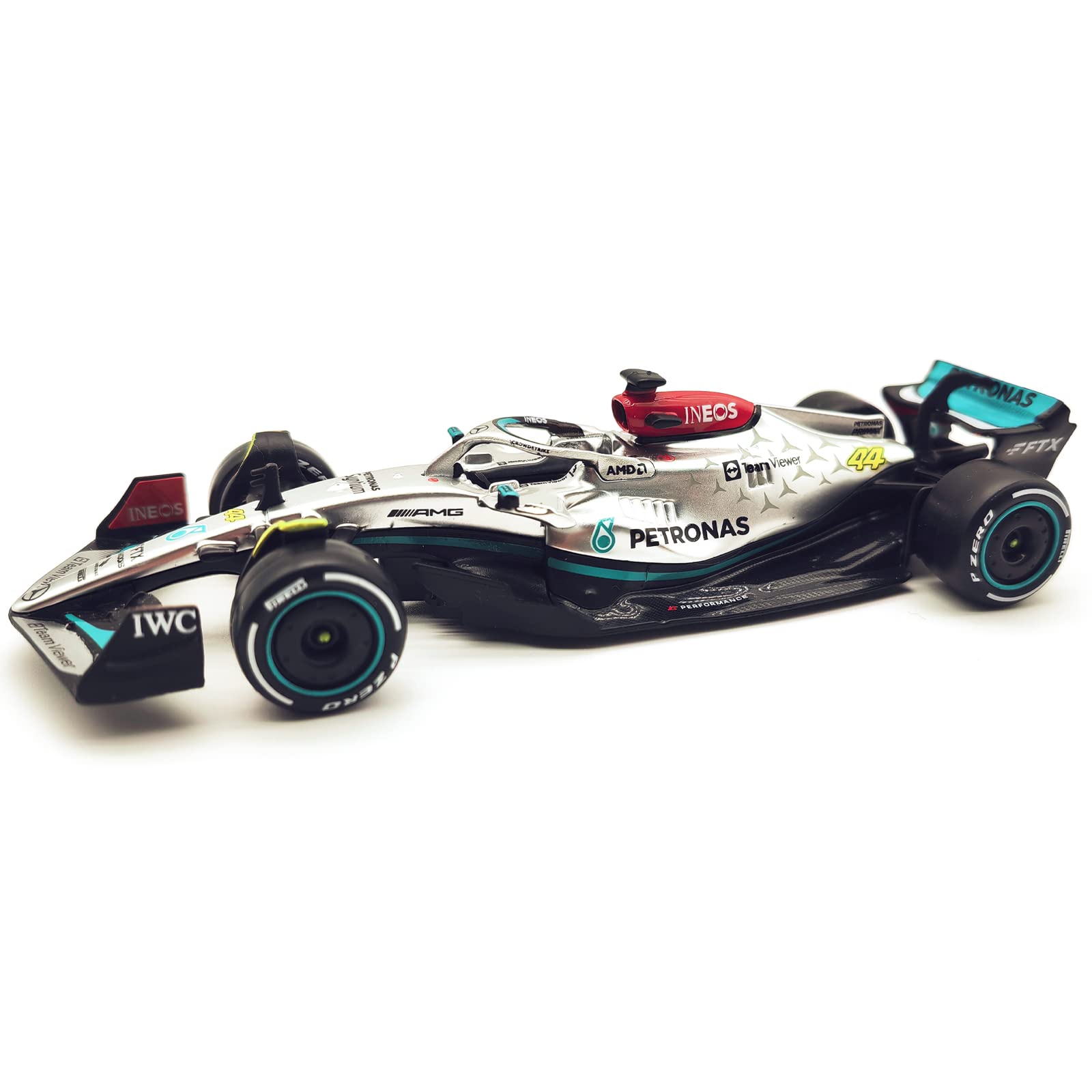 XTD Bburago 1:43 2022 F1 Mercedes-AMG Team W13 #44 Lewis Hamilton Alloy Luxury Vehicle Diecast Cars Model Toy (2022 W13 #44)