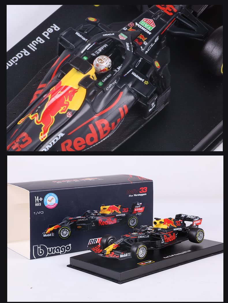 pchmodel 1:43 F1 RB16B Red Bull Racing Car 2021 NO.33 &11 Alloy Luxury Vehicle Diecast Cars Model Toy Collection by Bburago 38056 (RB16B NO.33 Hardcover Edition)