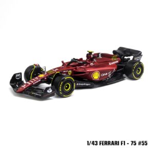 Xiangtat Bburago 1/43 2022 F1-75 Scuderia F1-75#55 Carlos Sainz Alloy Luxury Vehicle Diecast Cars Model Toy Collection Gift (F1-75#55)