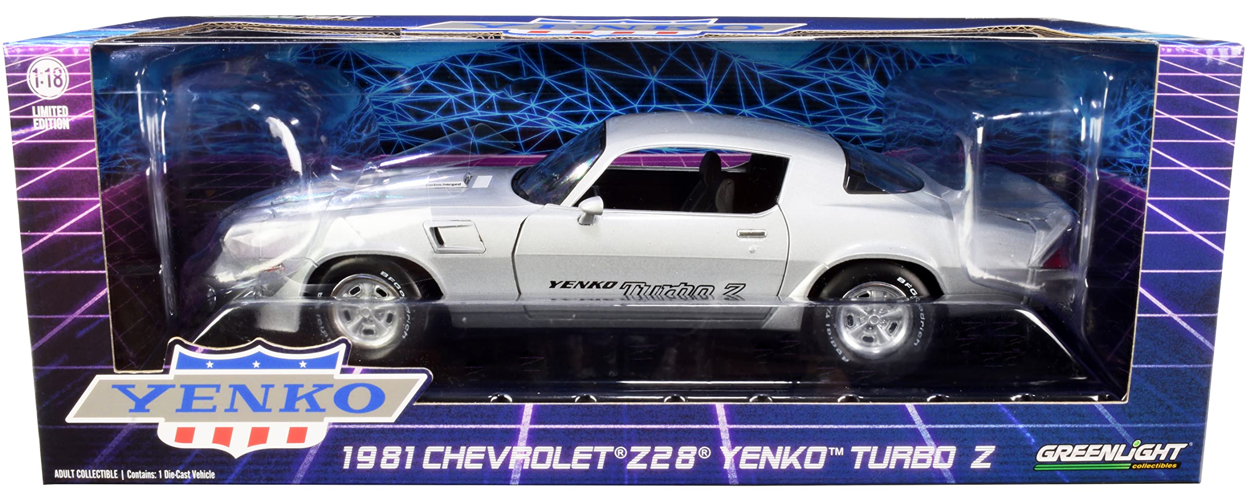 1981 Chevy Z/28 Yenko Turbo Z Turbo Silver Metallic 1/18 Diecast Model Car by Greenlight 13594