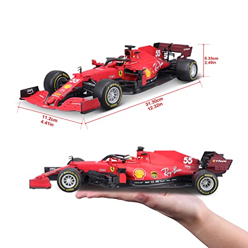 Xiangtat 1:18 Bburago 2021 SF21 F1 NO. #16 Charles Leclerc F1 NO. #55 Carlos Sainz Simulation Diecast Alloy F1 Formula Racing Car Model (1/18 SF21 No.55)