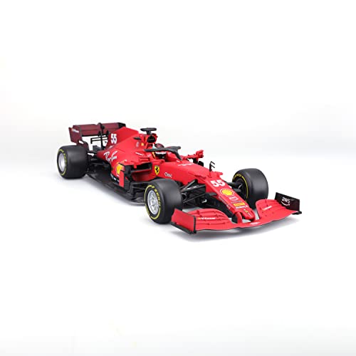 Xiangtat 1:18 Bburago 2021 SF21 F1 NO. #16 Charles Leclerc F1 NO. #55 Carlos Sainz Simulation Diecast Alloy F1 Formula Racing Car Model (1/18 SF21 No.55)