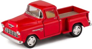 kinsmart 1955 chevy stepside pick-up 1:32 scale 5" red die cast metal model toy truck