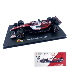 htlnuzd bburago 1:43 2022 f1alfa c42 champion #24 guanyu zhou 1/43 c42 #24 f1romeo racing team static alloy car die cast model collectible gift (hardcove f1 alfa c42 #24)