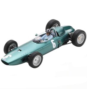 brm p57#6 graham hill winner f1 formula one monaco gp (1963) with driver figure and acrylic display case 1/18 model car by spark 18s545