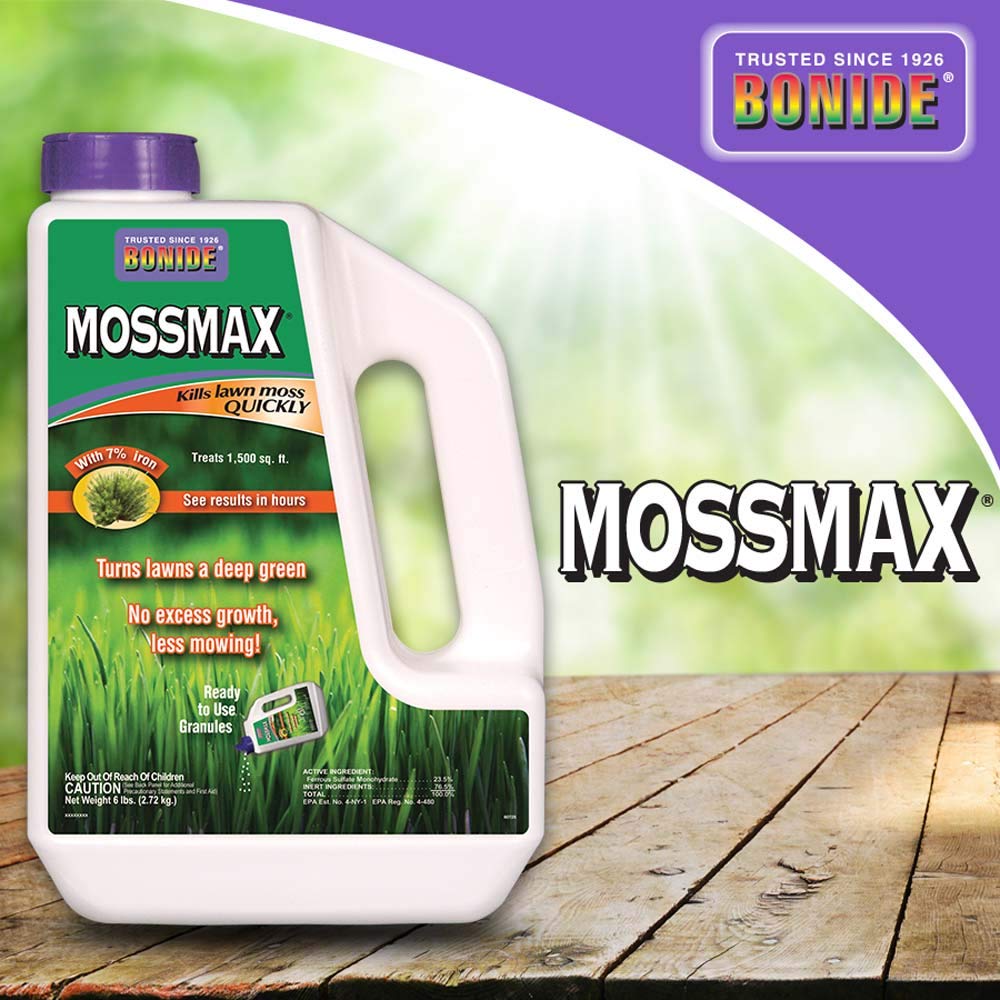 Bonide MossMax, 6 lbs. Ready-to-Use Granules Kill Lawn Moss Quickly at Home, Fast Acting and Effective Formula