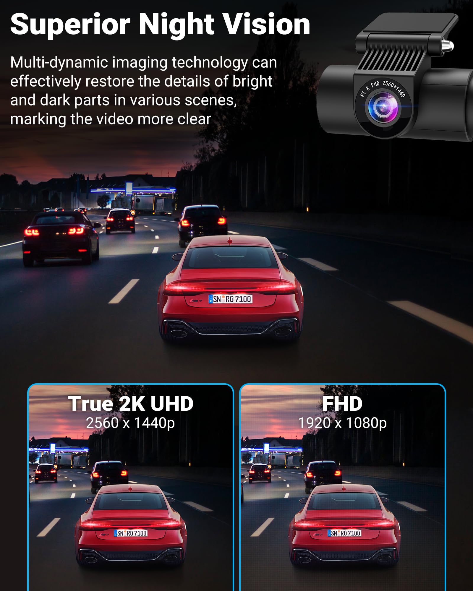 3 Channel 2K Dash Cam, 2K+1080P Dash Camera Front and Rear 360 Dual Dash Cam Built in WiFi 2K+1080P+1080P Three Way Triple Car Camera Night Vision Loop Recording Parking Monitor Support 128GB Max