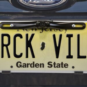 Rockville, RCA RBC5B Black Metal Car License Plate Camera+Night Vision+Distance Lines