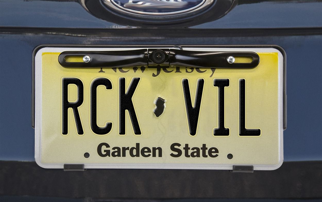 Rockville, RCA RBC5B Black Metal Car License Plate Camera+Night Vision+Distance Lines