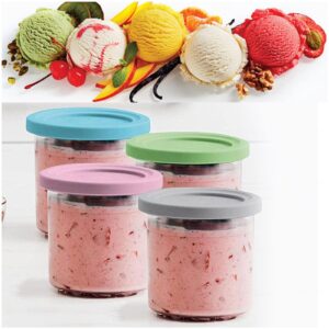 koisea creami deluxe pints, for ninja ice cream maker pints, ice cream containers with lids reusable,leaf-proof for nc301 nc300 nc299am series ice cream maker