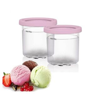 evanem 2/4/6pcs creami pint containers, for creami ninja ice cream deluxe,16 oz creami deluxe safe and leak proof compatible nc301 nc300 nc299amz series ice cream maker,pink-6pcs