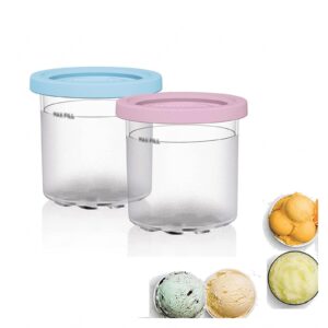 evanem 2/4/6pcs creami pints, for ninja creami deluxe pints,16 oz creami deluxe bpa-free,dishwasher safe for nc301 nc300 nc299am series ice cream maker,pink+blue-6pcs