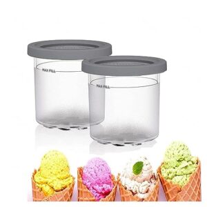 evanem 2/4/6pcs creami deluxe pints, for ninja creami deluxe pints,16 oz ice cream containers airtight and leaf-proof compatible nc301 nc300 nc299amz series ice cream maker,gray-4pcs