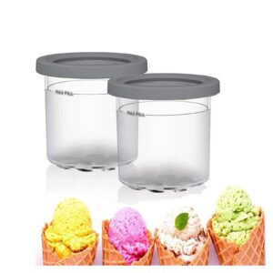 evanem 2/4/6pcs creami deluxe pints, for creami ninja ice cream,16 oz pint containers airtight,reusable compatible nc301 nc300 nc299amz series ice cream maker,gray-4pcs