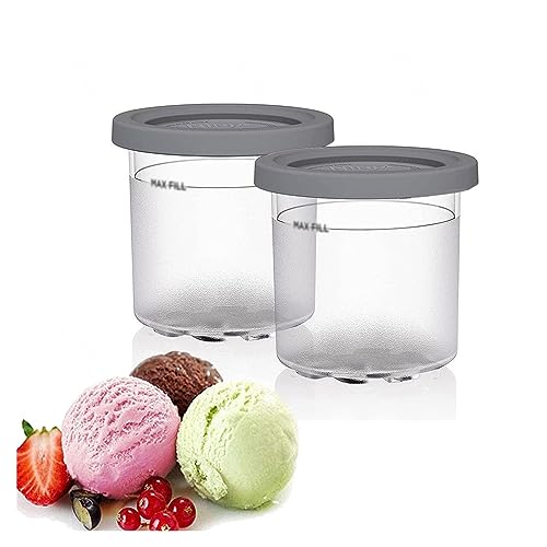 EVANEM 2/4/6PCS Creami Deluxe Pints, for Creami Ninja Ice Cream,16 OZ Creami Deluxe Airtight and Leaf-Proof for NC301 NC300 NC299AM Series Ice Cream Maker,Gray-6PCS