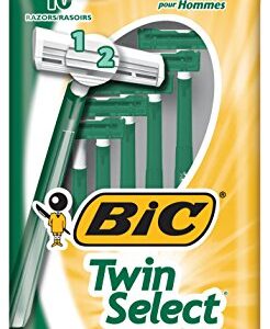 BIC Twin Select, Sensitive Skin, Disposable Shaver for Men, 10 Count (Pack of 1)