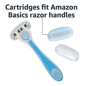 Amazon Basics 5-Blade Razor for Women, Handle, 2 Cartridges & Shower Hanger, 4 Piece Set (Cartridges fit Amazon Basics Razor Handles only) (Previously Solimo)