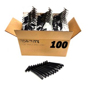 100 box of bullet blades black razor blades disposable stainless steel hospitality quality shavers high end twin blade razors for men and women