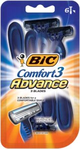 bic comfort 3 advanced men's disposable razor, triple blade, pack of 6 razors, for a simply smoother shave