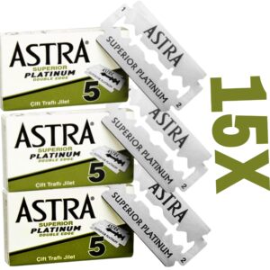 astra superior premium platinum double edge safety razor blades, 5 count (pack of 3)