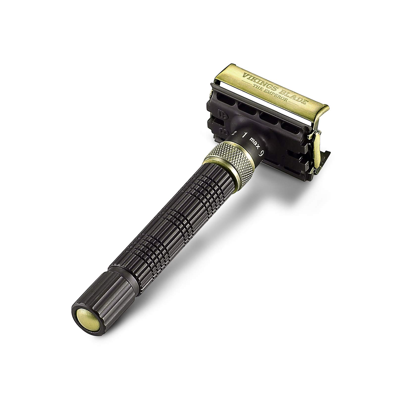 VIKINGS BLADE Adjustable Double Edge Safety Razor + Luxury Case. Smooth, Reusable, Eco-Friendly (The Emperor “Augustus”)