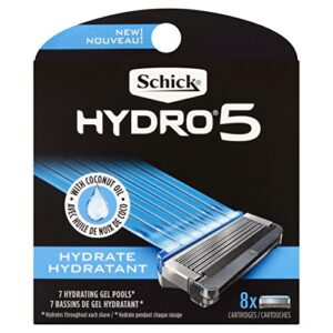 schick hydro 5 sense hydrate razor refills for men, 8 count (pack of 1)