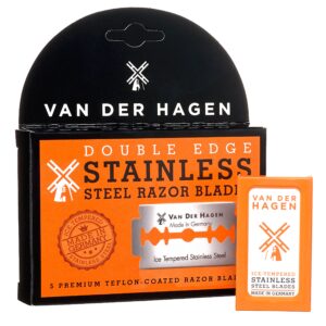 van der hagen stainless steel double edge razor blades, 5 count (pack of 3)