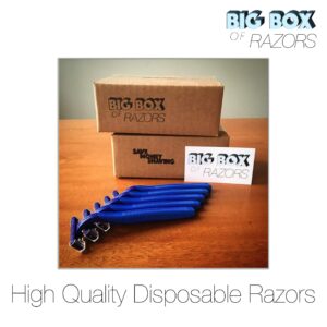 25 Box of Blue Razor Blades Disposable Stainless Steel Hospitality Quality Shavers High End Twin Blade Razors for Men and Women with Aloe Vera Lubrication Strip