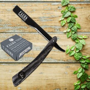 100 BLADES + Facón Professional Wooden Straight Edge Barber Razor - Salon Quality Cut Throat Shavette