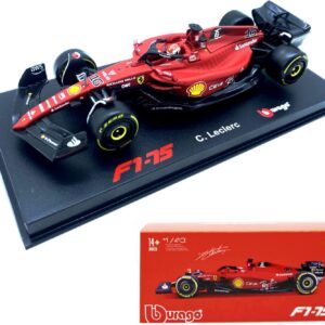 HTLNUZD Bburago 1:43 2022 Latest F1-75 Racing #16 Charles Leclerc 1/43 F1-75#16 Formula One Alloy Super Static Die Cast Vehicles Collectible Car Model Collection Toys Gifts