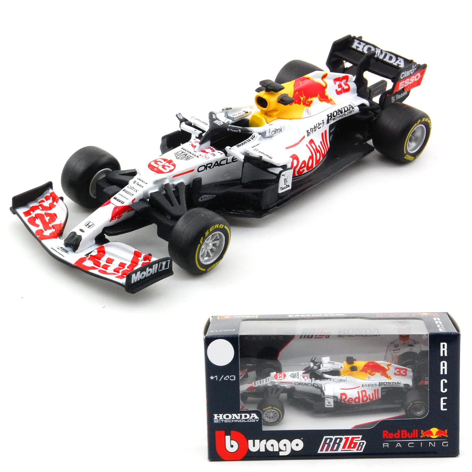 JODIYAAH Bburago 1:43 Red Bull 2021 RB16B #33 Turkey F1 Formula Car Static Die Cast Vehicles Collectible Model Racing Car Toys (RB16B #33 White)