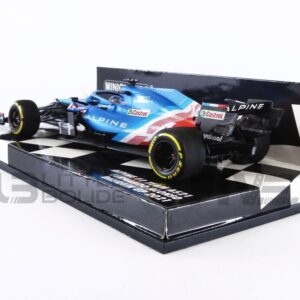 Minichamps 417210114 1:43 Alpine F1 Team A521-Fernando Alonso-Bahrain GP 2021 Collectible Miniature Car, Multicoloured, Blue/Red/Black