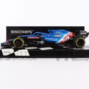 Minichamps 417210114 1:43 Alpine F1 Team A521-Fernando Alonso-Bahrain GP 2021 Collectible Miniature Car, Multicoloured, Blue/Red/Black