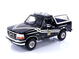 greenlight 1996 ford bronco black and white idaho state police artisan collection 1/18 diecast model car