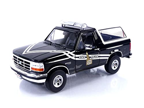 Greenlight 1996 Ford Bronco Black and White Idaho State Police Artisan Collection 1/18 Diecast Model Car