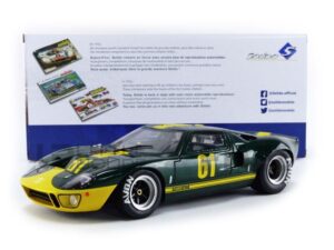 solido s1803004 ford gt40 mk.1 collectible miniature car, green and yellow, 1:18 scale