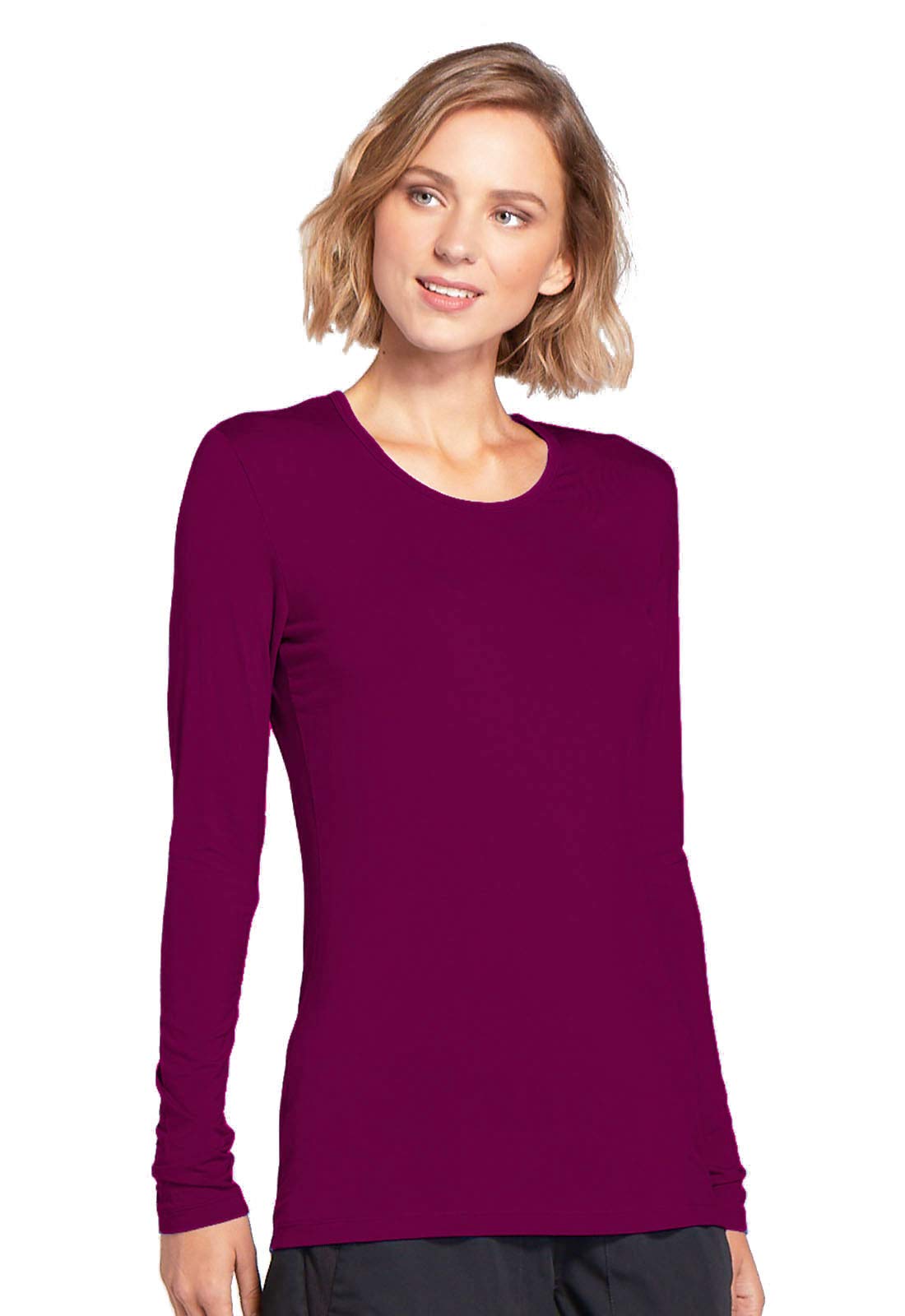 Cherokee Women's Long Sleeve Knit Shirt, Wine, Small