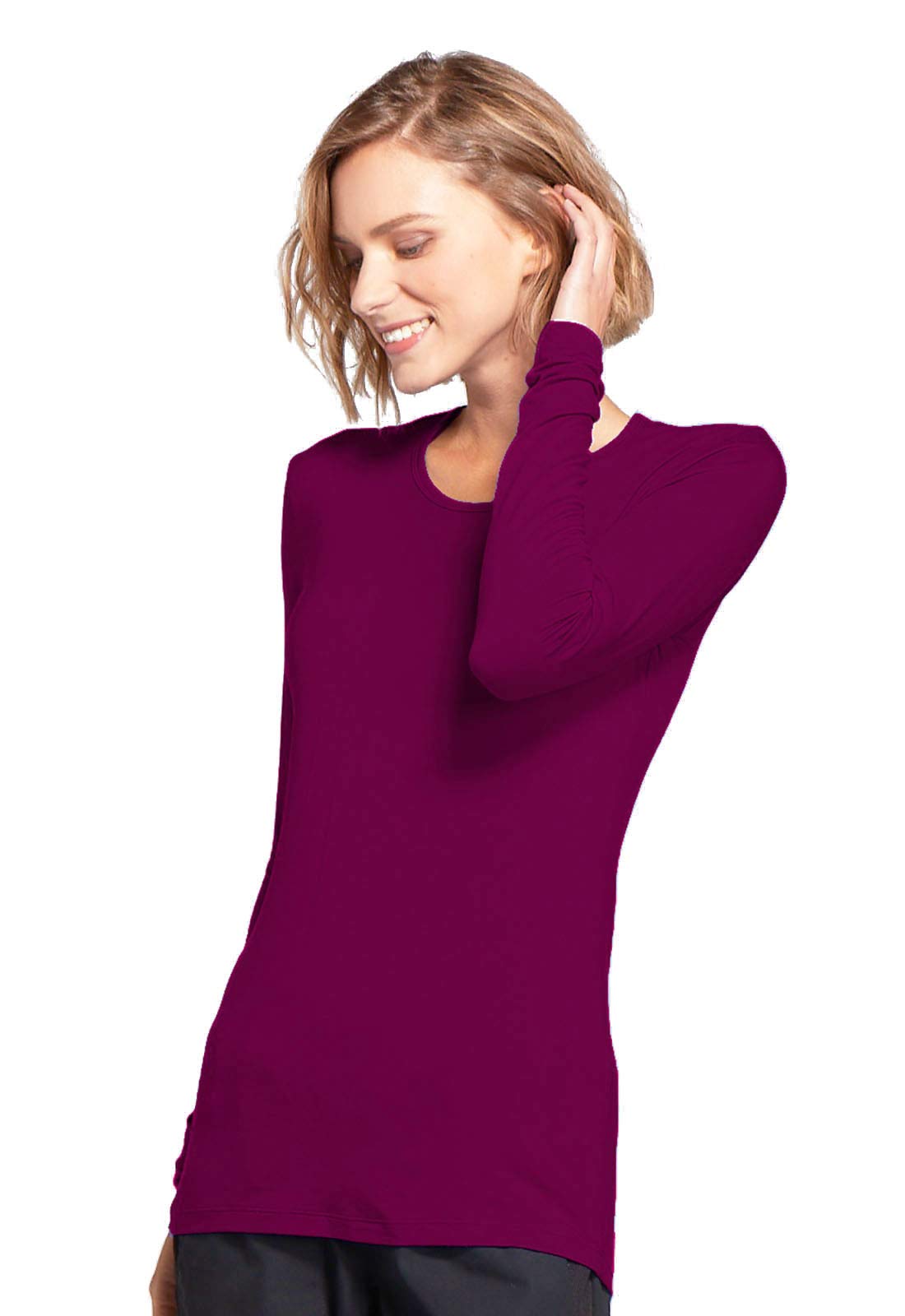 Cherokee Women's Long Sleeve Knit Shirt, Wine, Small